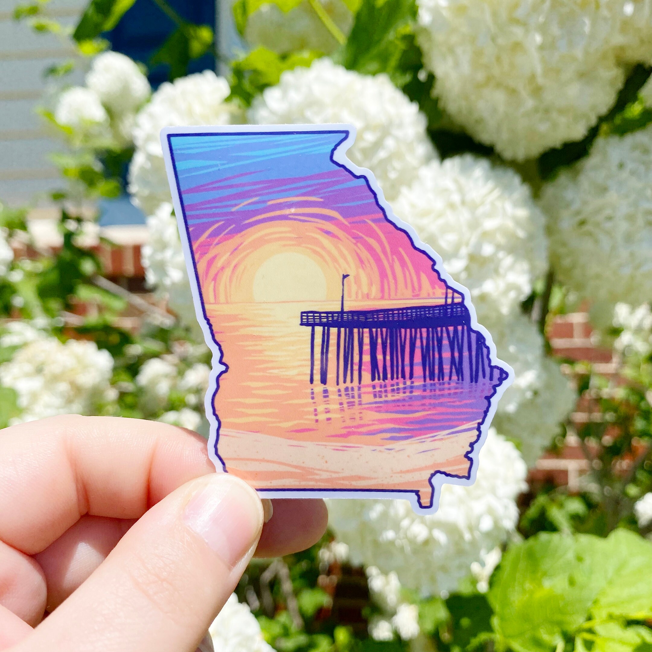 Georgia State Sticker Tybee Island Sticker Sunset Beach - Etsy