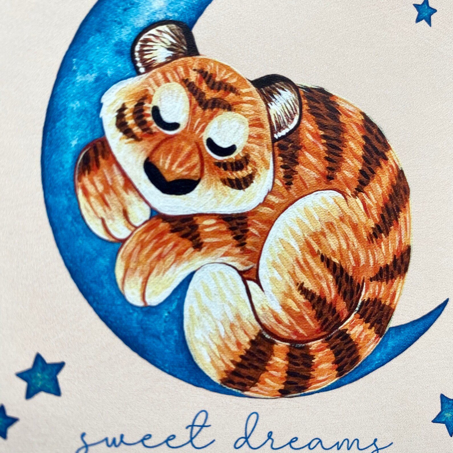 Cute Tiger Art Print 4x4 Tiger Nursery Decor Crescent Moon - Etsy