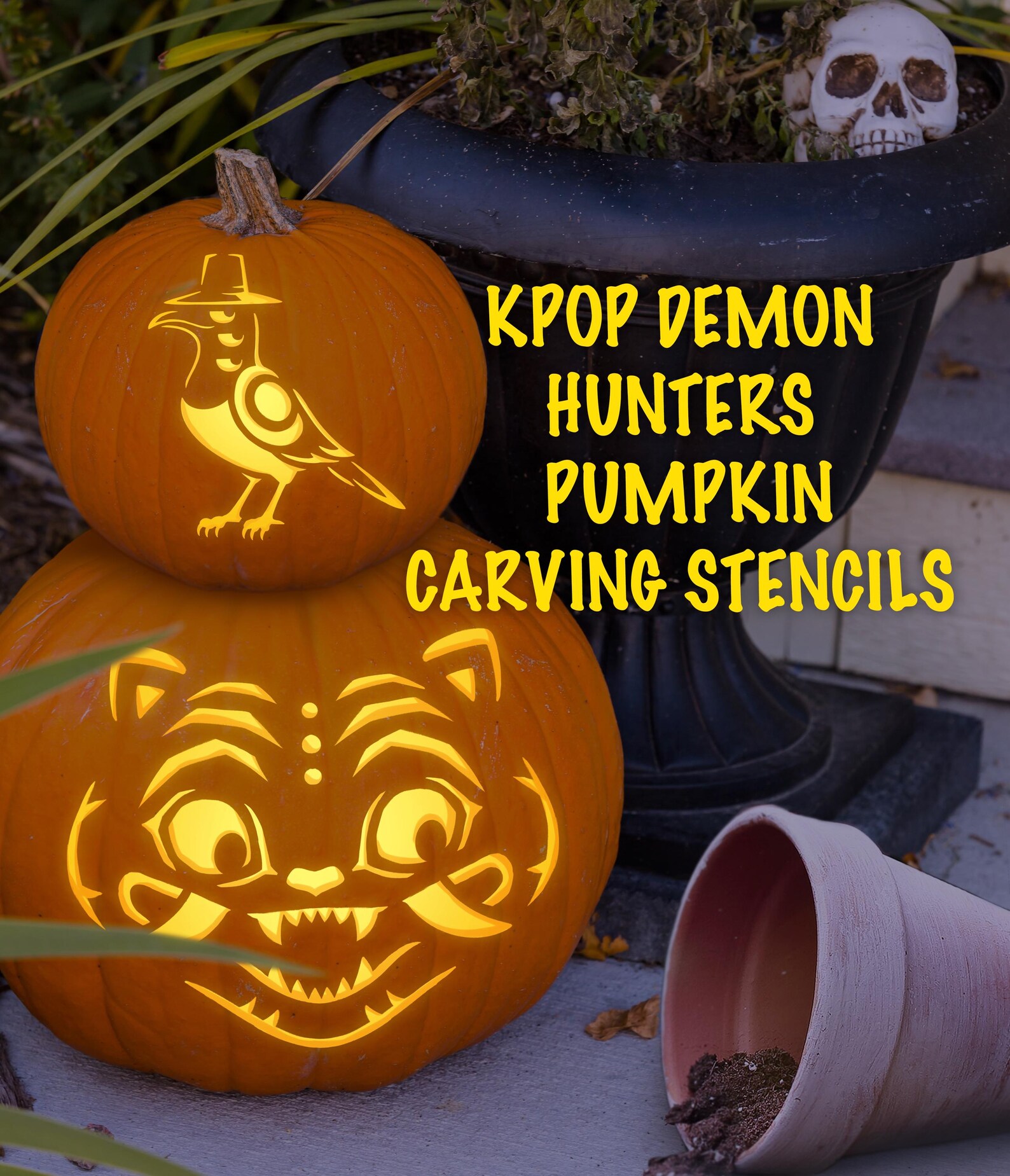 Kpop Demon Hunters Pumpkin Carving Stencils, Printable PDF, Halloween ...
