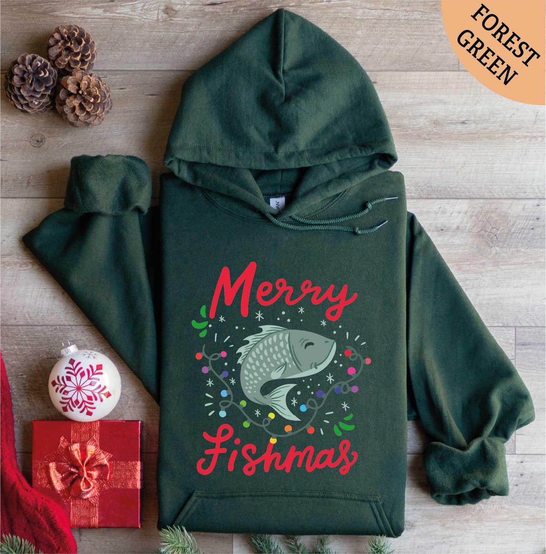 Merry Fishmas Hoodie, Fish Christmas Shirt, Fishing Lover Shirt, Animal ...