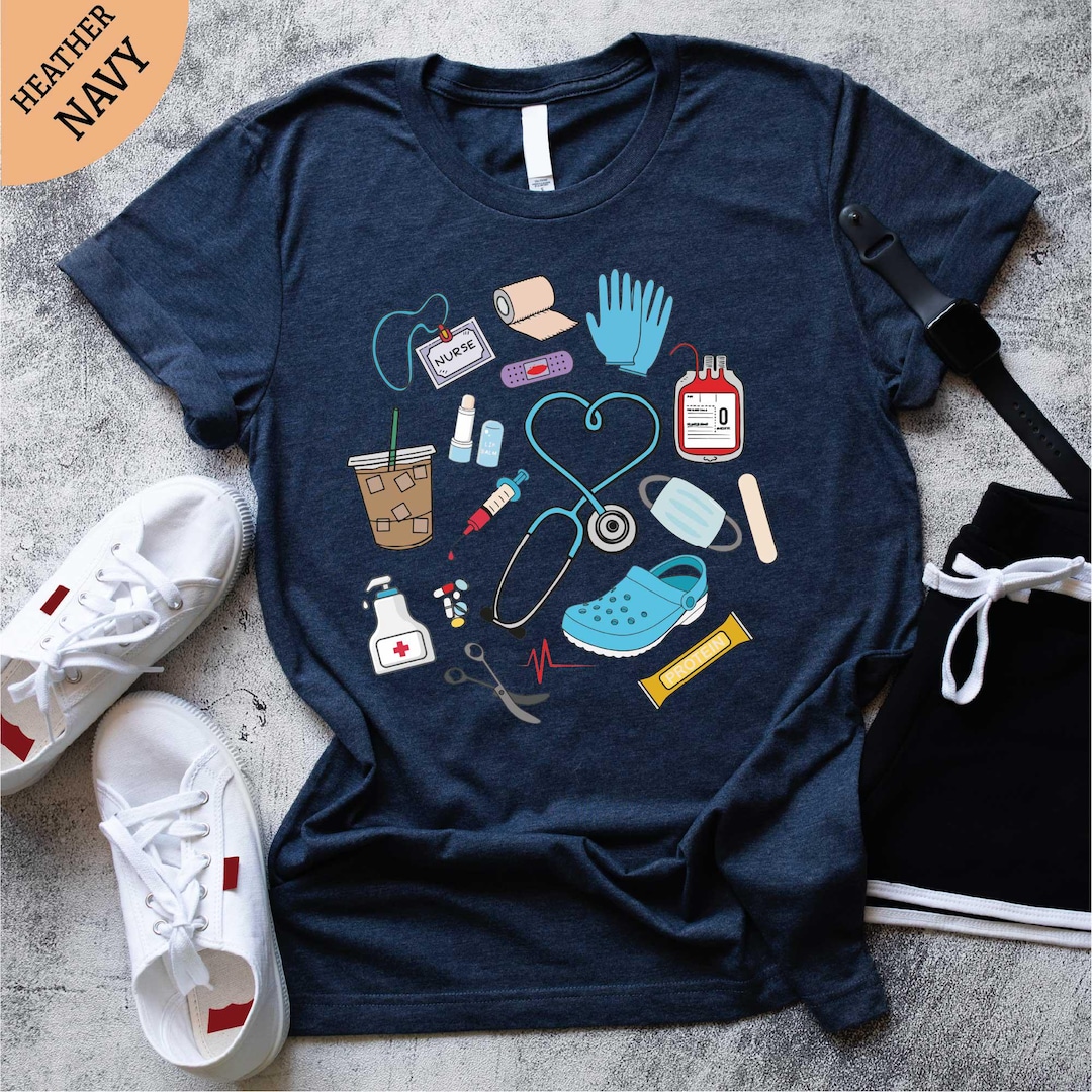 Medical Themed Shirt, Medical Icon Pattern Tee, Nurse Gifts, Healthcare ...