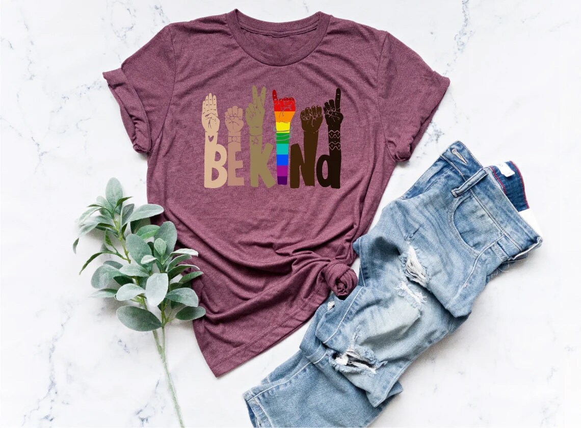 Be Kind Rainbow Shirt Be Kind Sign Language Shirt Be Kind - Etsy