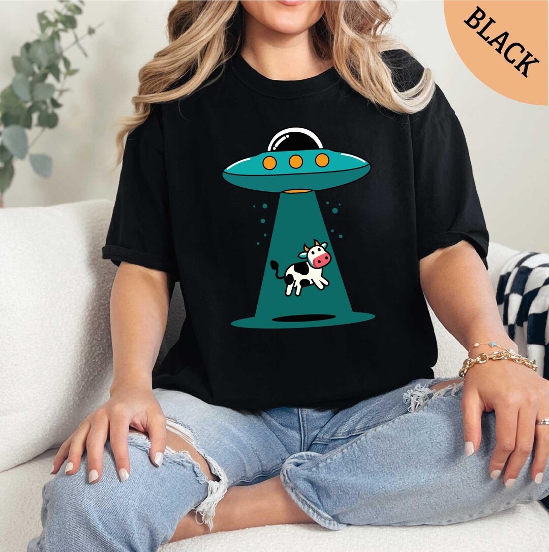 UFO Cow Abduction Shirt, Alien Shirt, Comfort Colors Shirt, Paranormal ...