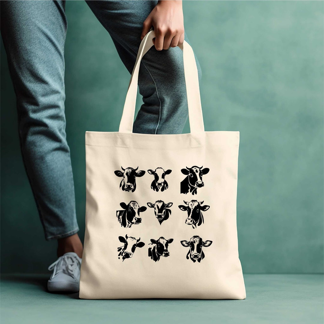 Cows Cotton Tote Bag | Hand Drawn Design | Natural Cotton Tote Bags ...