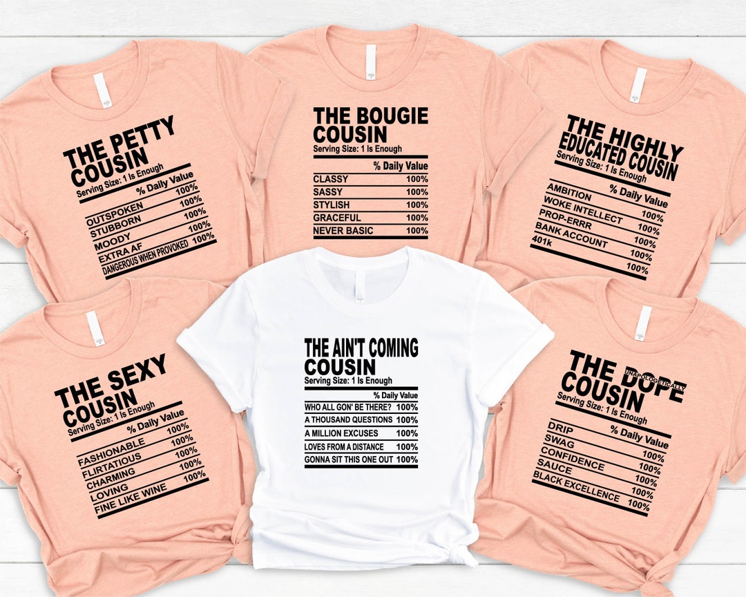 Cousin Nutrition Facts Shirt, Cousin Gift, Cousin Crew Shirt, Funny ... Cousin Nutrition Facts Shirt, Cousin Gift, Cousin Crew Shirt, Funny ...