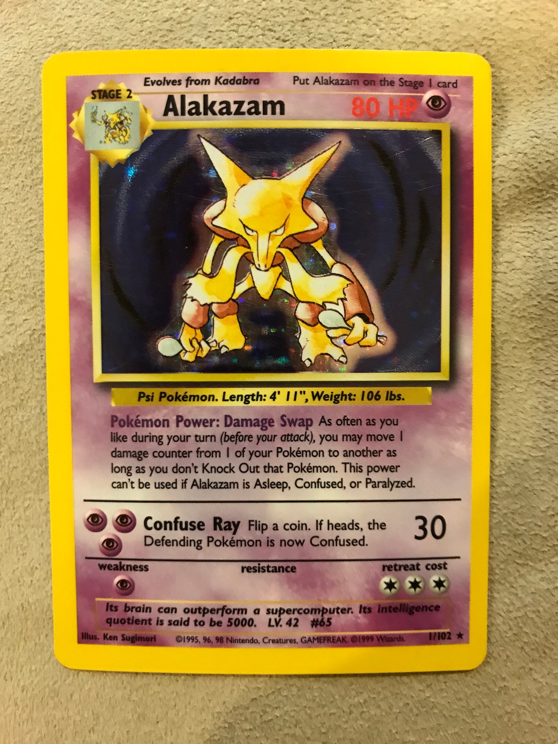 Pokemon Card: Alakazam Base Set Unlimited 1999 1/102 MP plus | Etsy