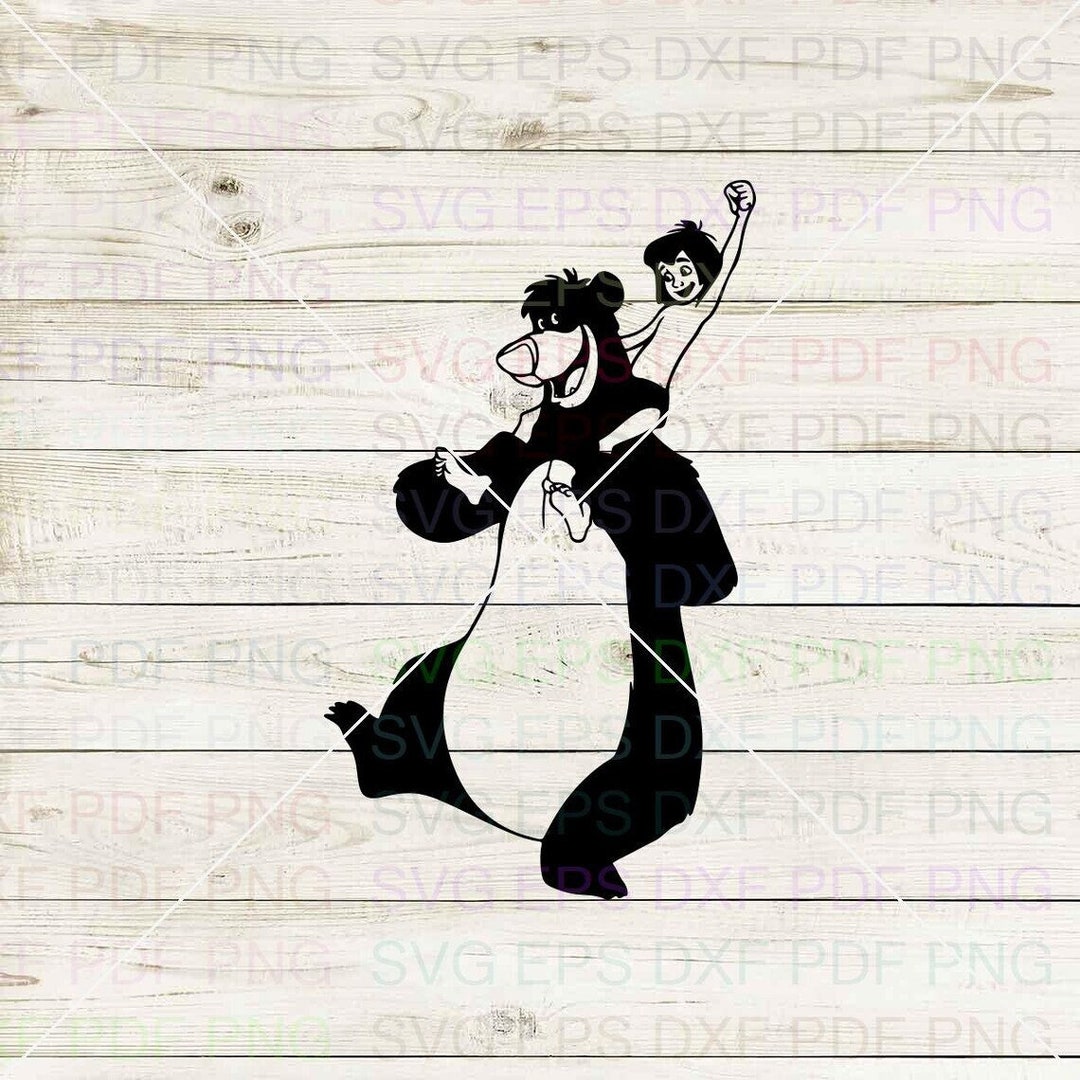 Mowgli_and_baloo_silhouette_the_jungle_book_010 Svg Dxf Eps Pdf Png ...