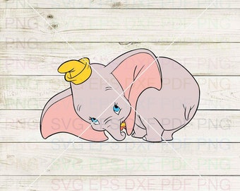 Dumbo_elephant_jumping_for_joy Svg Outline Dxf Eps Pdf Png, Cricut, Cutting File, Vector ...
