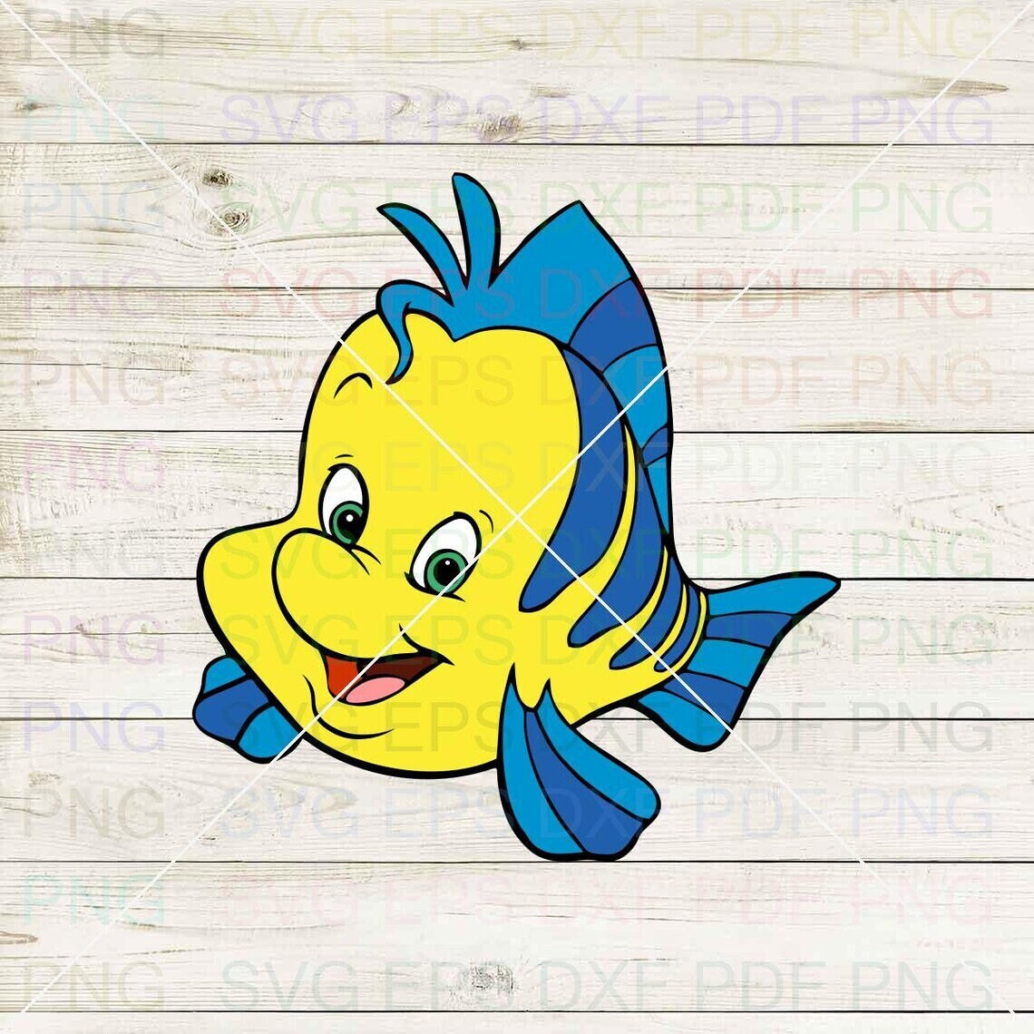 Flounder_the_little_mermaid_020 Svg Dxf Eps Pdf Png, Cricut, Cutting ...
