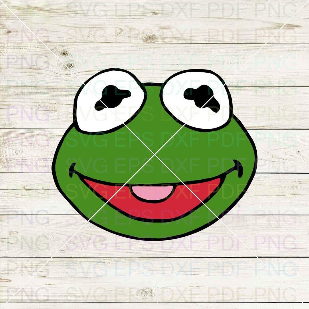 Baby_kermit_face_muppet_babies_001 Svg Dxf Eps Pdf Png, Cricut, Cutting ...