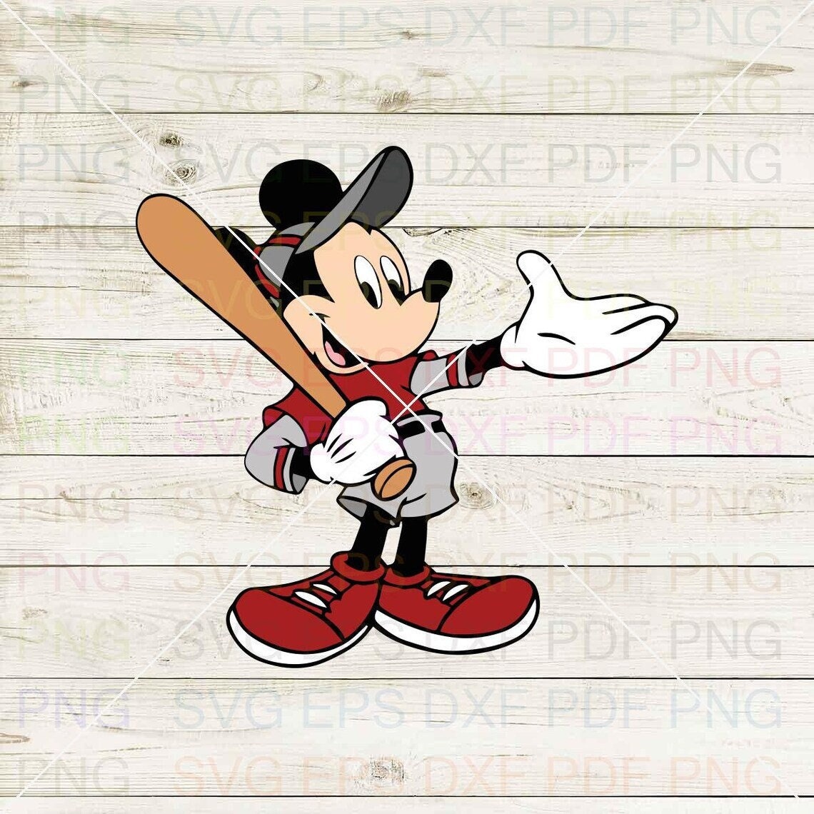 Playing_baseball_mickey_mouse_005 Svg Dxf Eps Pdf Png, Cricut, Cutting ...