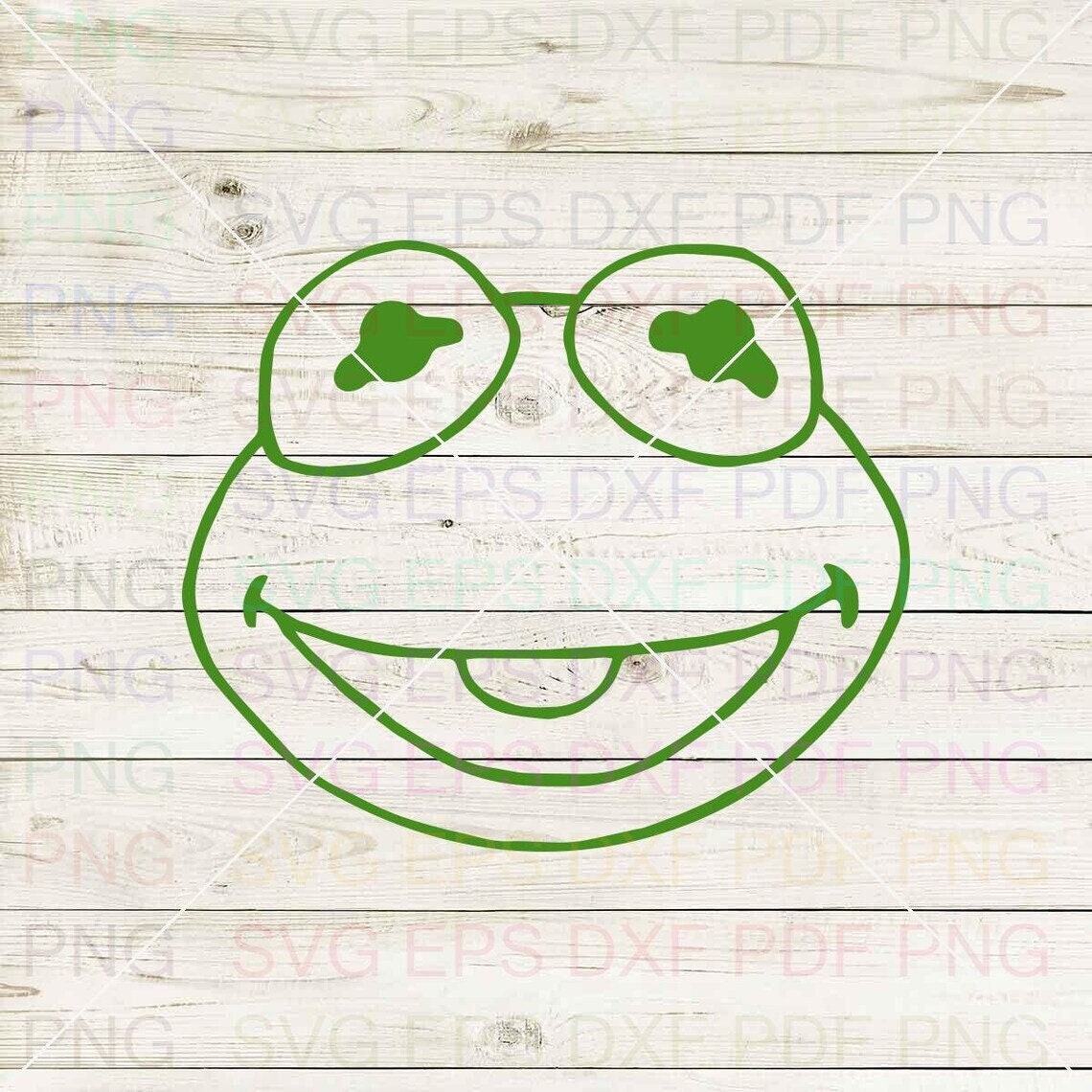 Baby_kermit_face_outline_muppet_babies_002 Svg Dxf Eps Pdf Png, Cricut ...