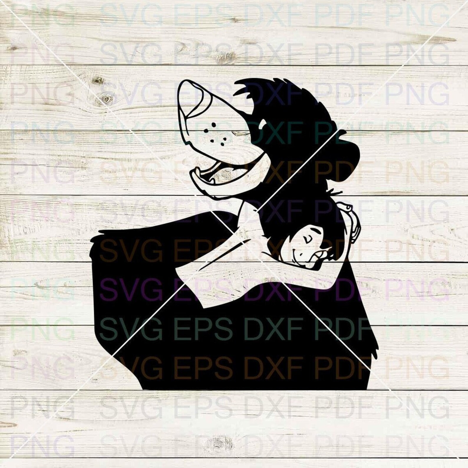 Mowgli_and_baloo_silhouette_the_jungle_book_024 Svg Dxf Eps Pdf Png ...