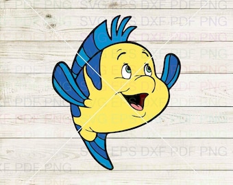 Flounder_little_mermaid Svg Outline Dxf Eps Pdf Png, Cricut, Cutting ...
