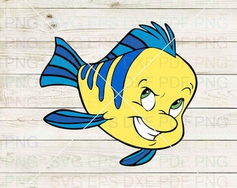 Flounder_little_mermaid Svg Outline Dxf Eps Pdf Png, Cricut, Cutting ...
