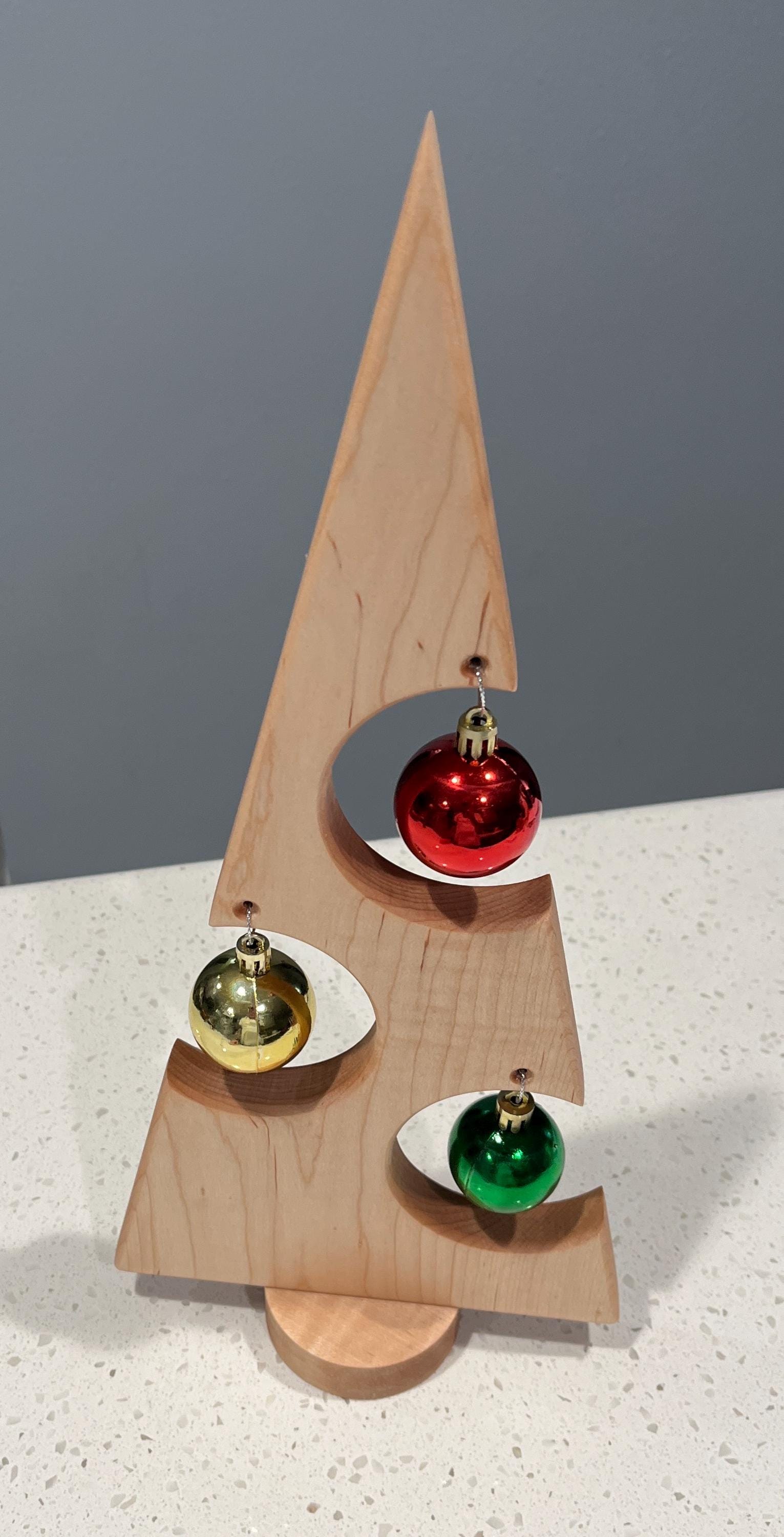 Wooden Christmas Tree Decor: Pine or Walnut With Ornaments - Etsy