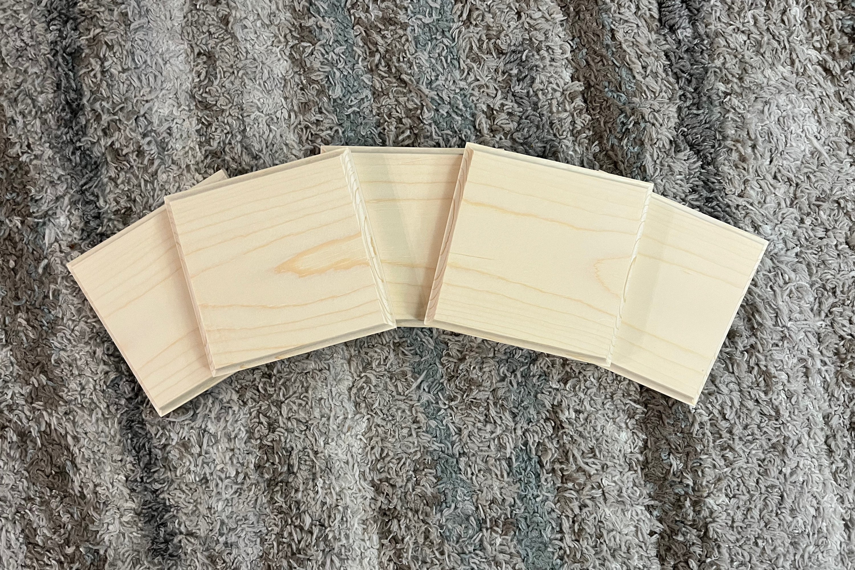 Unfinished Beveled Wood Plaques 5 X 5 & 3/4in Thick 5 Pack/ Pine Wood ...
