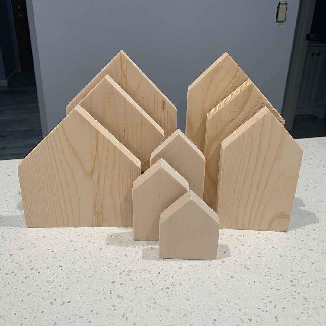 3 Pack of Unfinished Wood House Blanks 2.5", 3.5", 5.5", 7.5" Wide 3/4 ...