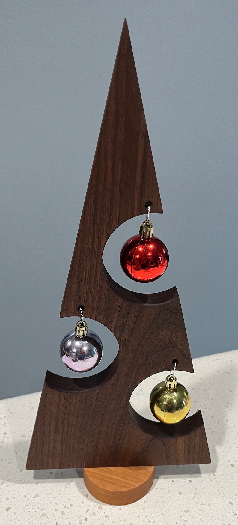 Wooden Christmas Tree Decor: Pine or Walnut With Ornaments - Etsy