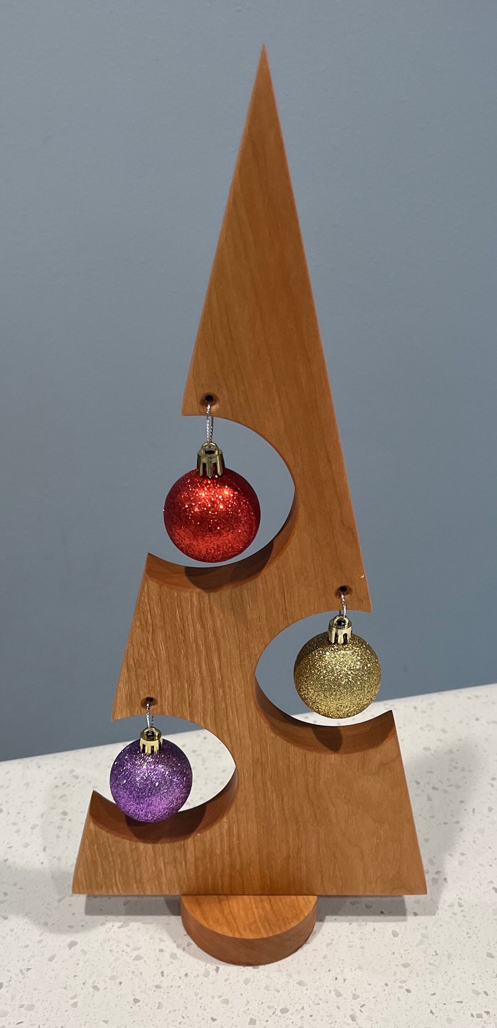 Wooden Christmas Tree Decor: Pine or Walnut With Ornaments - Etsy