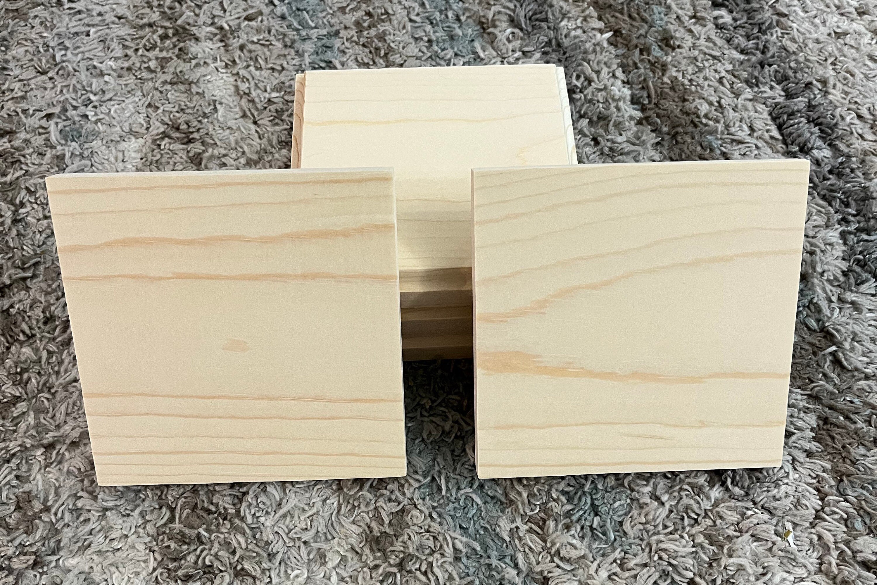 Unfinished Beveled Wood Plaques 5 X 5 & 3/4in Thick 5 Pack/ Pine Wood ...