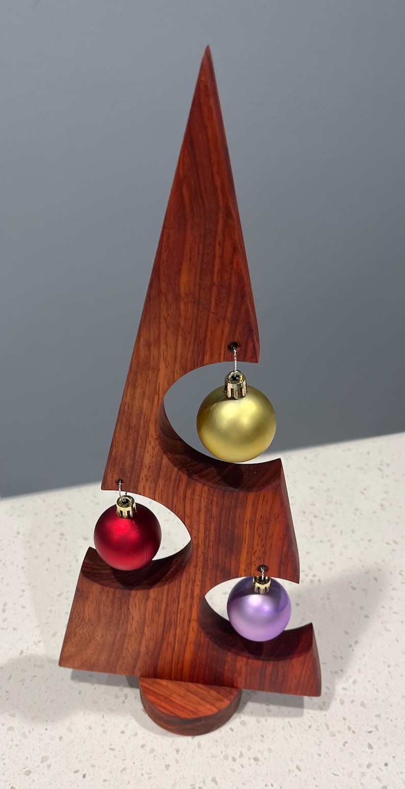 Wooden Christmas Tree Decor: Pine or Walnut With Ornaments - Etsy