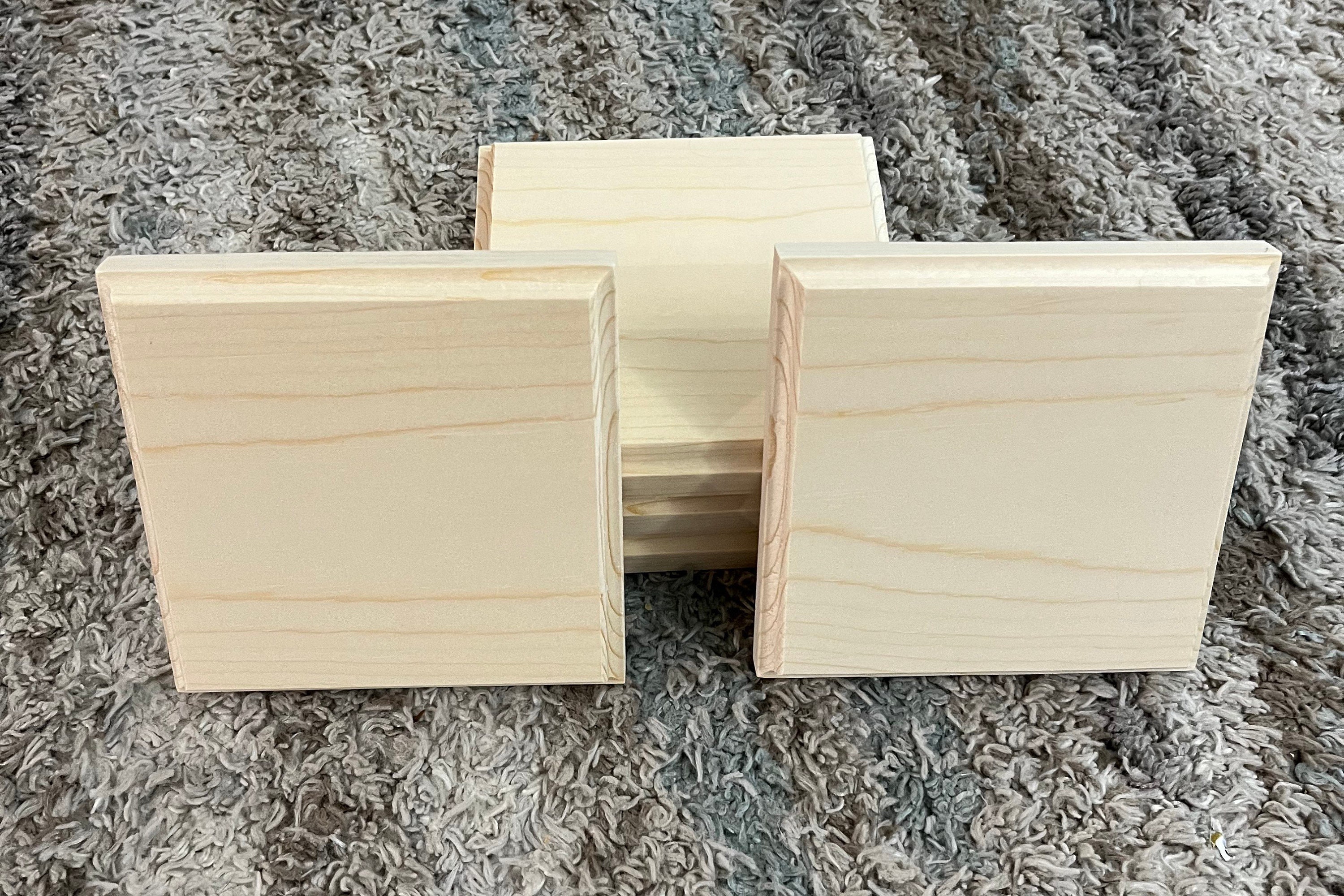 Unfinished Beveled Wood Plaques 5 X 5 & 3/4in Thick 5 Pack/ Pine Wood ...