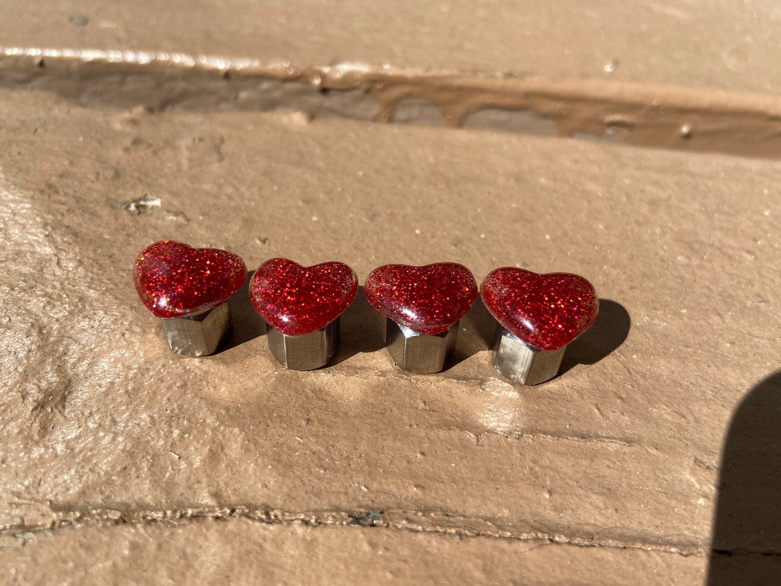 RUBY Red Heart Valve Stem Caps - Etsy