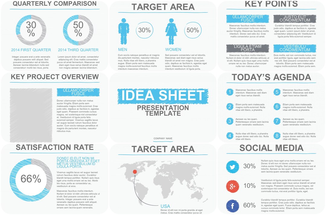 Blue and White Powerpoint Template Minimalist Powerpoint - Etsy