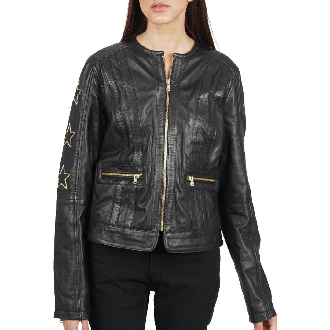 Trish Star Women's Leather Jacket Handmade Slim-fit Genuine Sheepskin ...