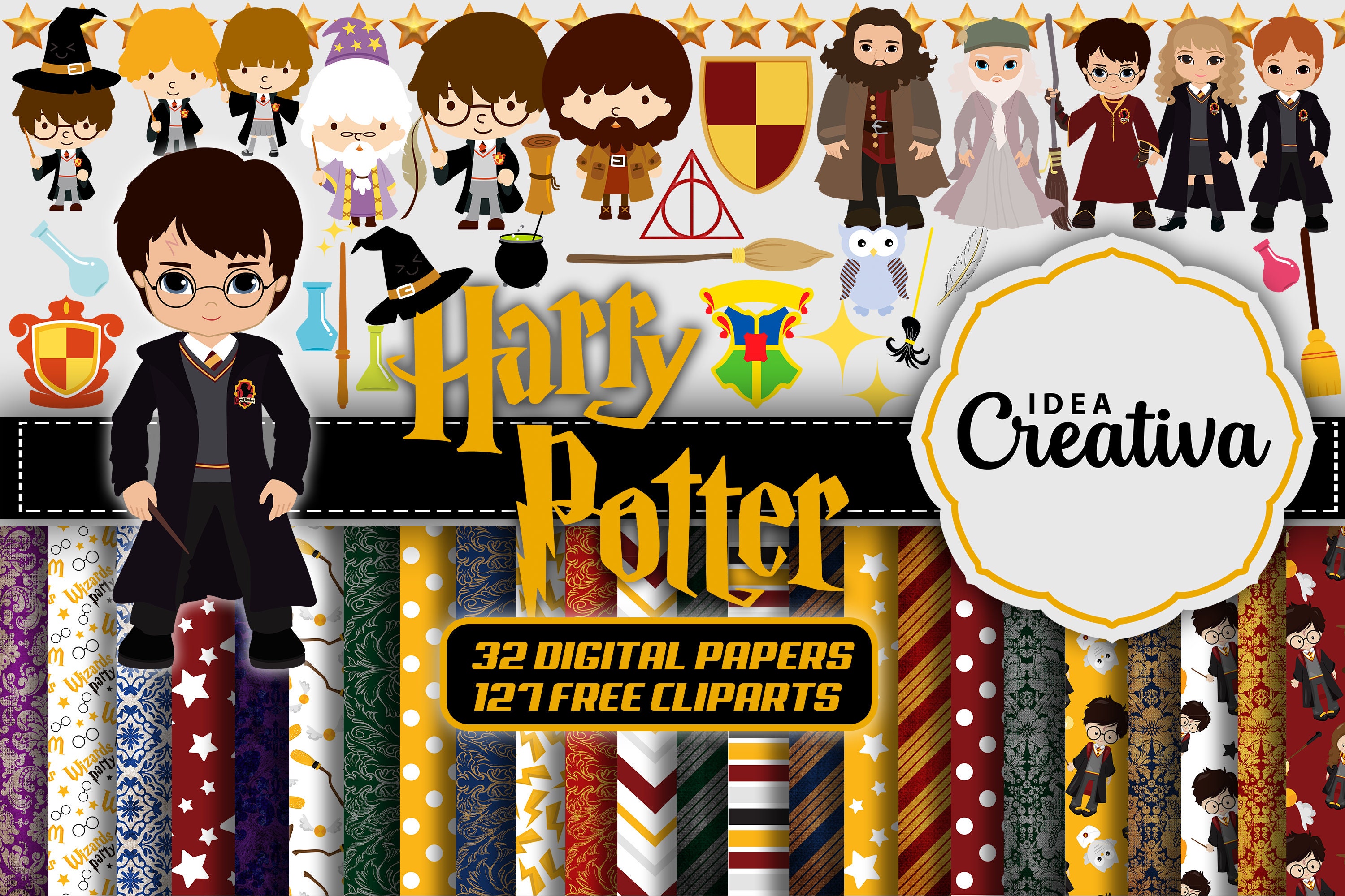 32 Harry Potter Wizard Digital Papers Harry Potter | Etsy