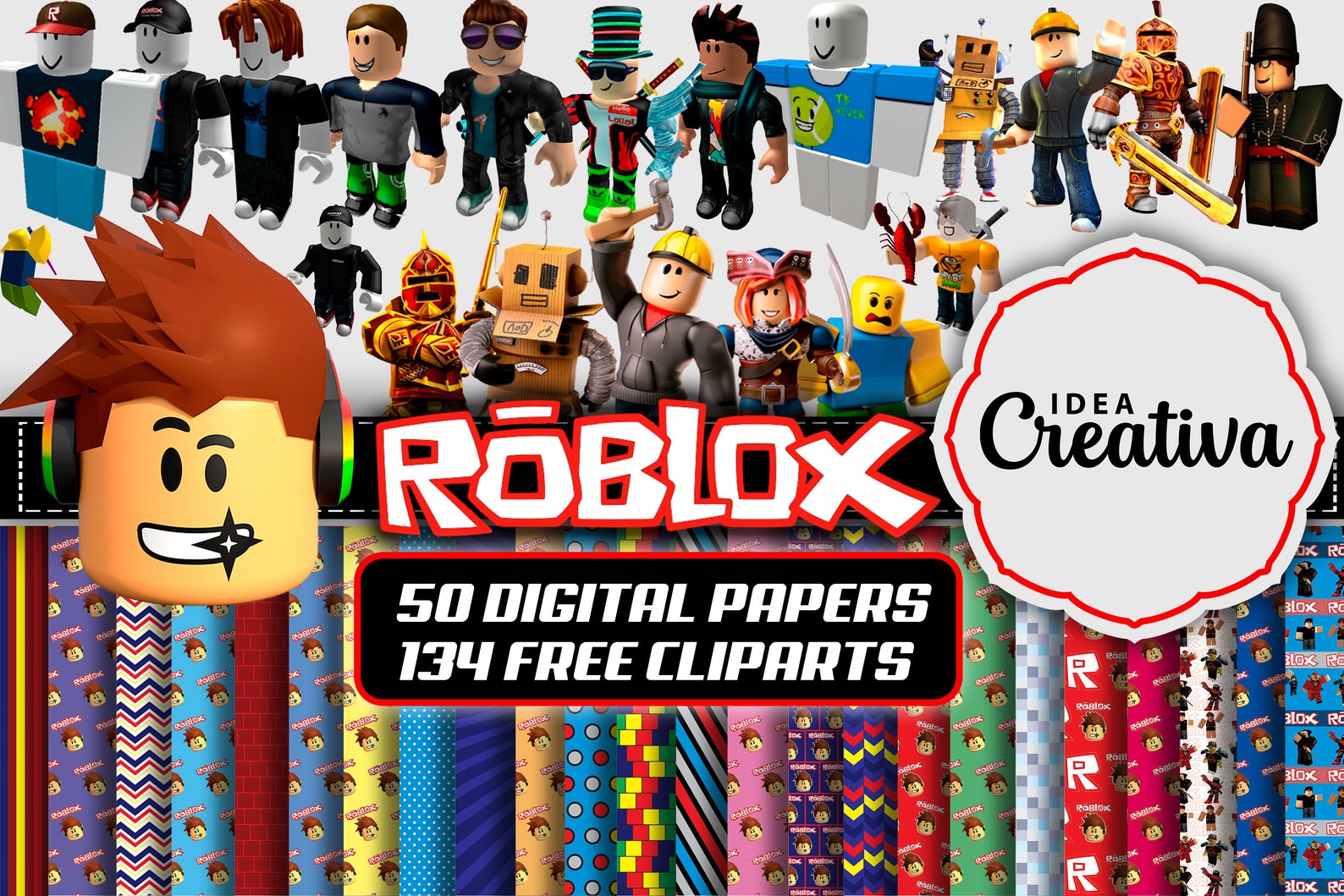 50 Roblox Video Game Digital Papers 134 Roblox Video Game PNG | Etsy