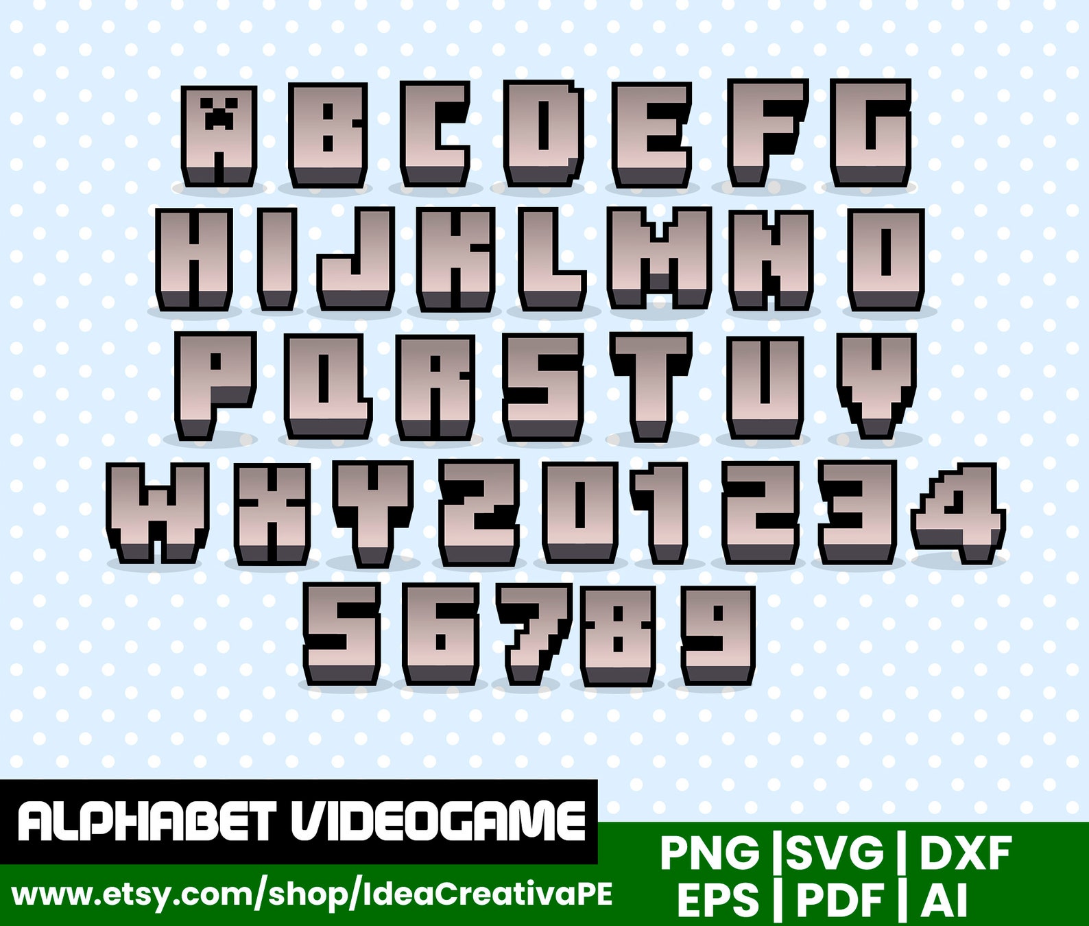 Alphabet Letters Font SVG Video Game Pixels Square Cliparts | Etsy