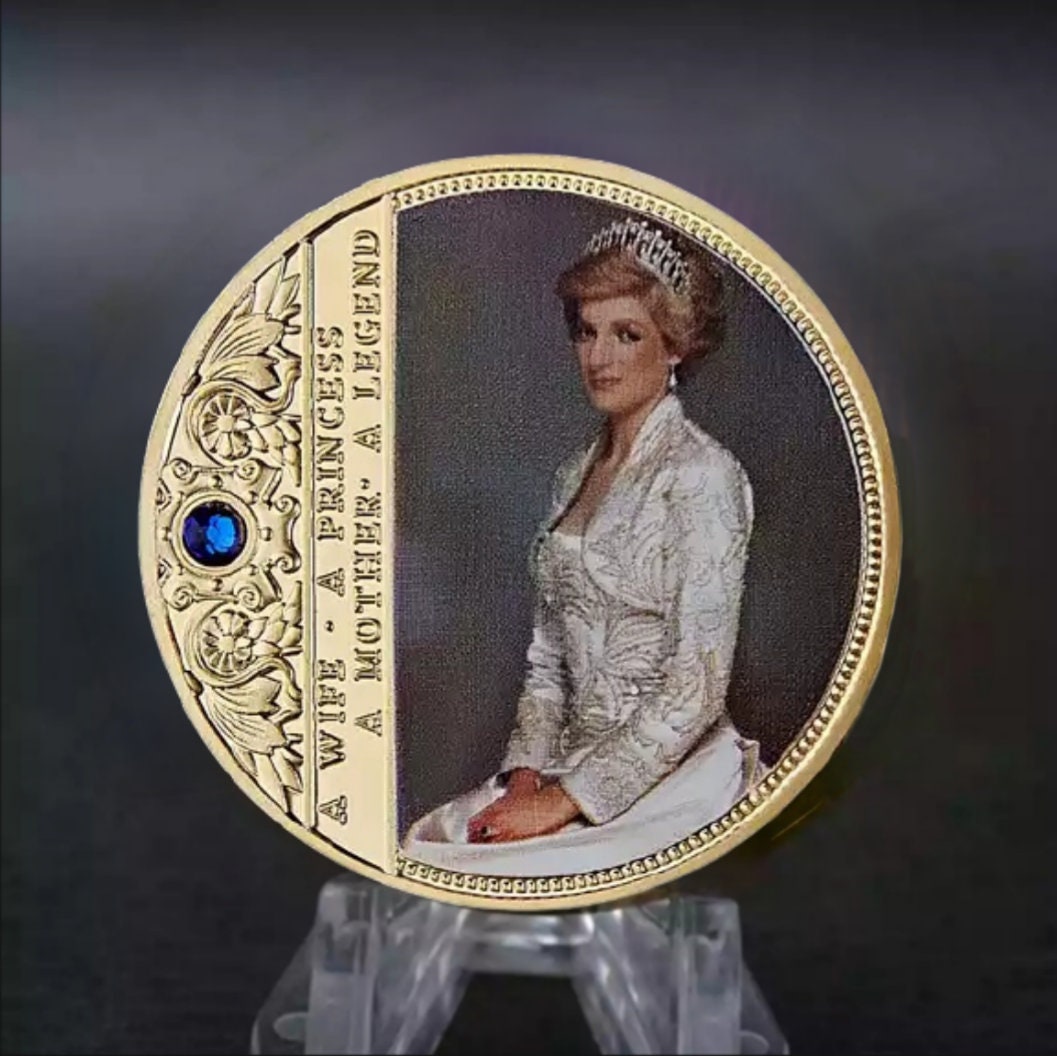 Princess Diana Commemorative Collectable Gold Coin With Blue | Etsy