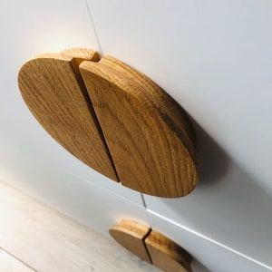 Cabinet Knobs, Half Moon Wood Handle for Your Cabinet, Solid Oak Drawer ...