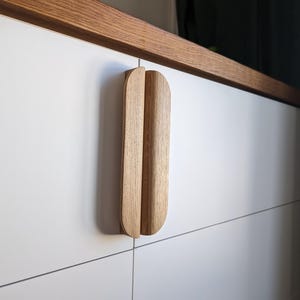Cabinet Knobs, Line Wooden Handles, Solid Oak, Long Minimalist Cabinet ...
