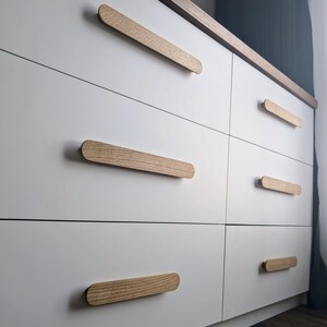 Cabinet Knobs, Line Wooden Handles, Solid Oak, Long Minimalist Cabinet ...