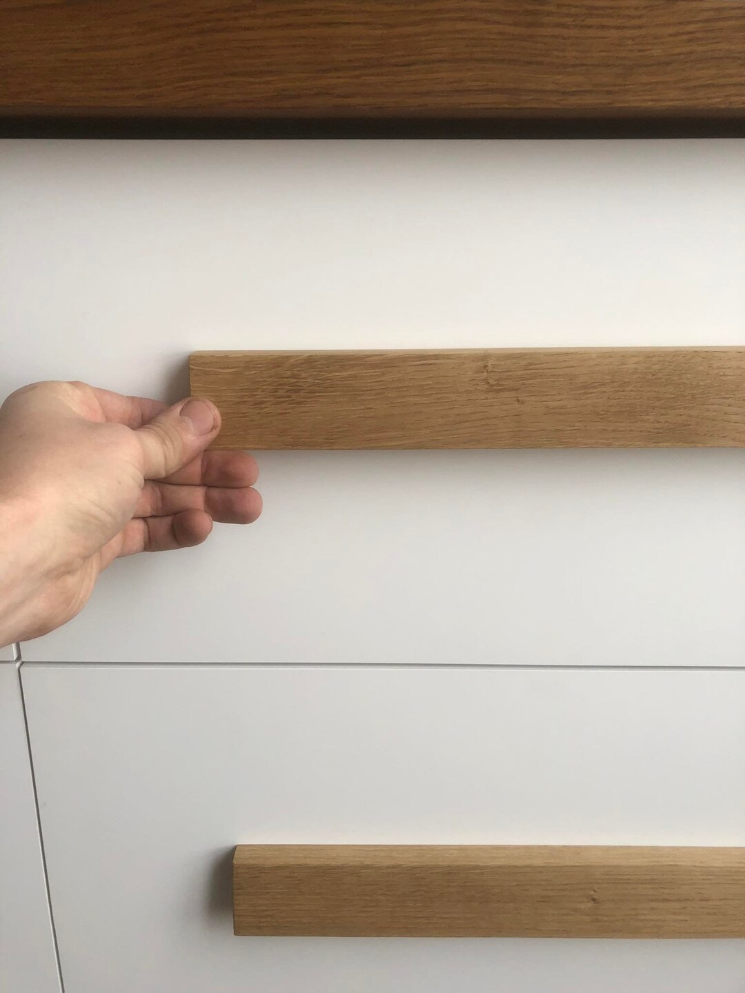 Long Line Wooden Handles, Solid Oak, Long Minimalist Cabinet Pulls ...