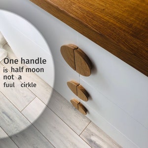 Half Moon Wood Handle for Your Cabinet, Solid Oak Drawer Knob, Large ...