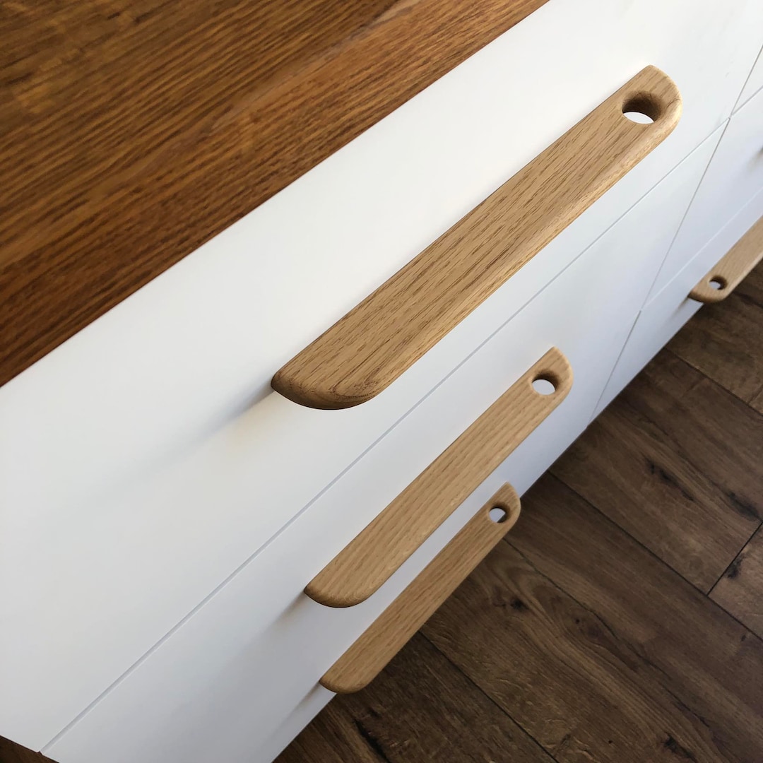 Cabinet Knobs/solid Oak Handle/line Wooden Handles/wood Drawer Handles ...