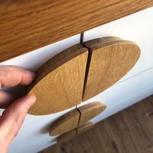 Cabinet Knobs, Half Moon Wood Handle for Your Cabinet, Solid Oak Drawer ...