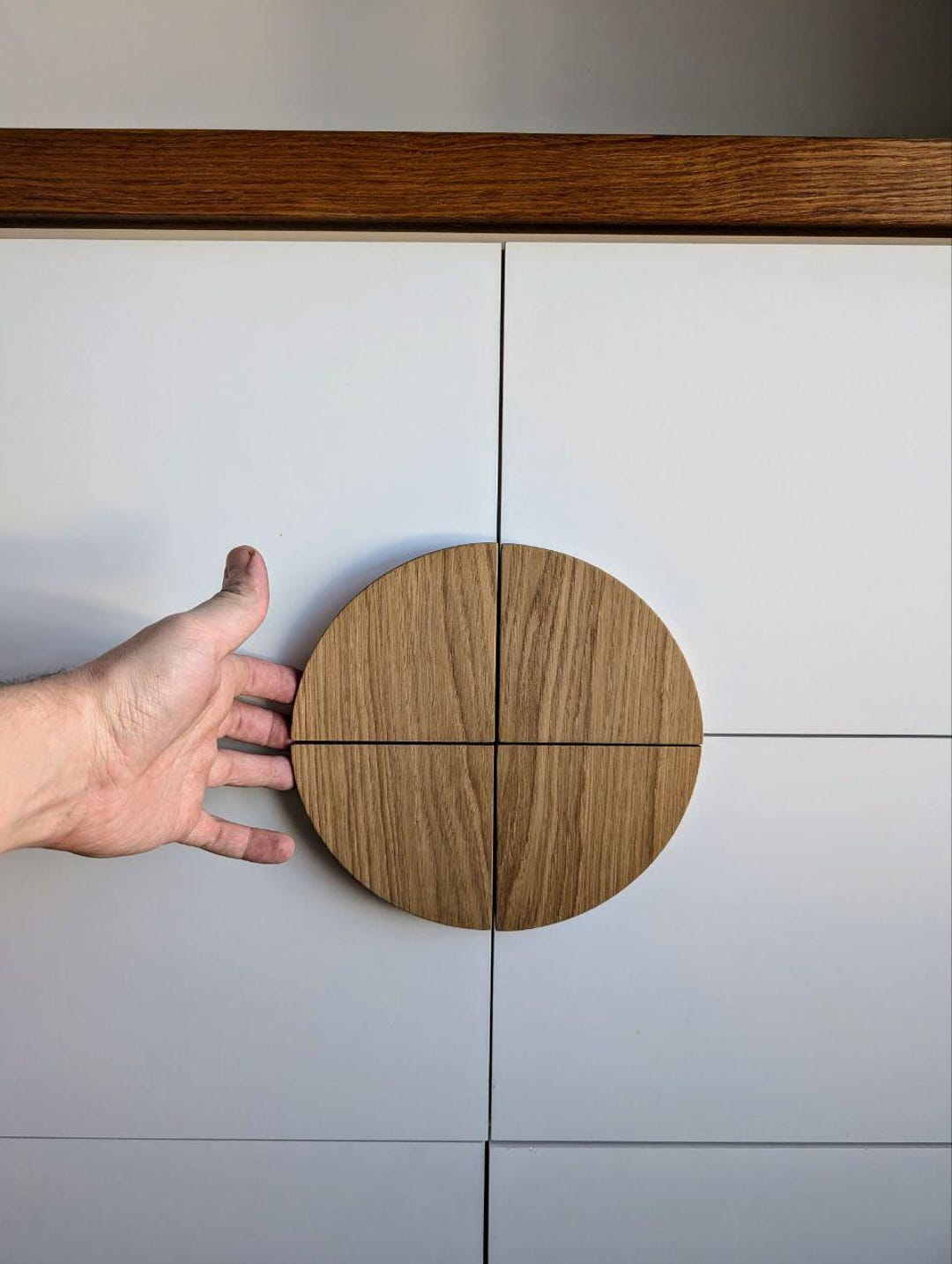 Set of 4 Pcs Half Moon Wood Handle for Your Cabinet, Solid Oak Drawer ...