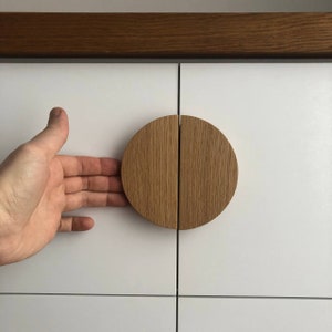 Cabinet Knobs, Half Moon Wood Handle for Your Cabinet, Solid Oak Drawer ...