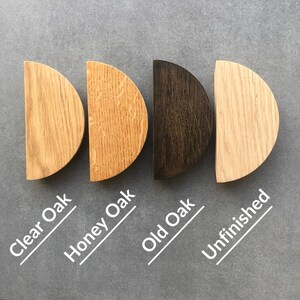 Half Moon Wood Handle for Your Cabinet, Solid Oak Drawer Knob, Large ...