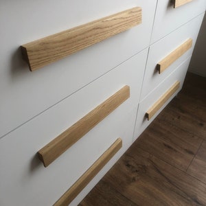 Long Line Wooden Handles, Solid Oak, Long Minimalist Cabinet Pulls ...
