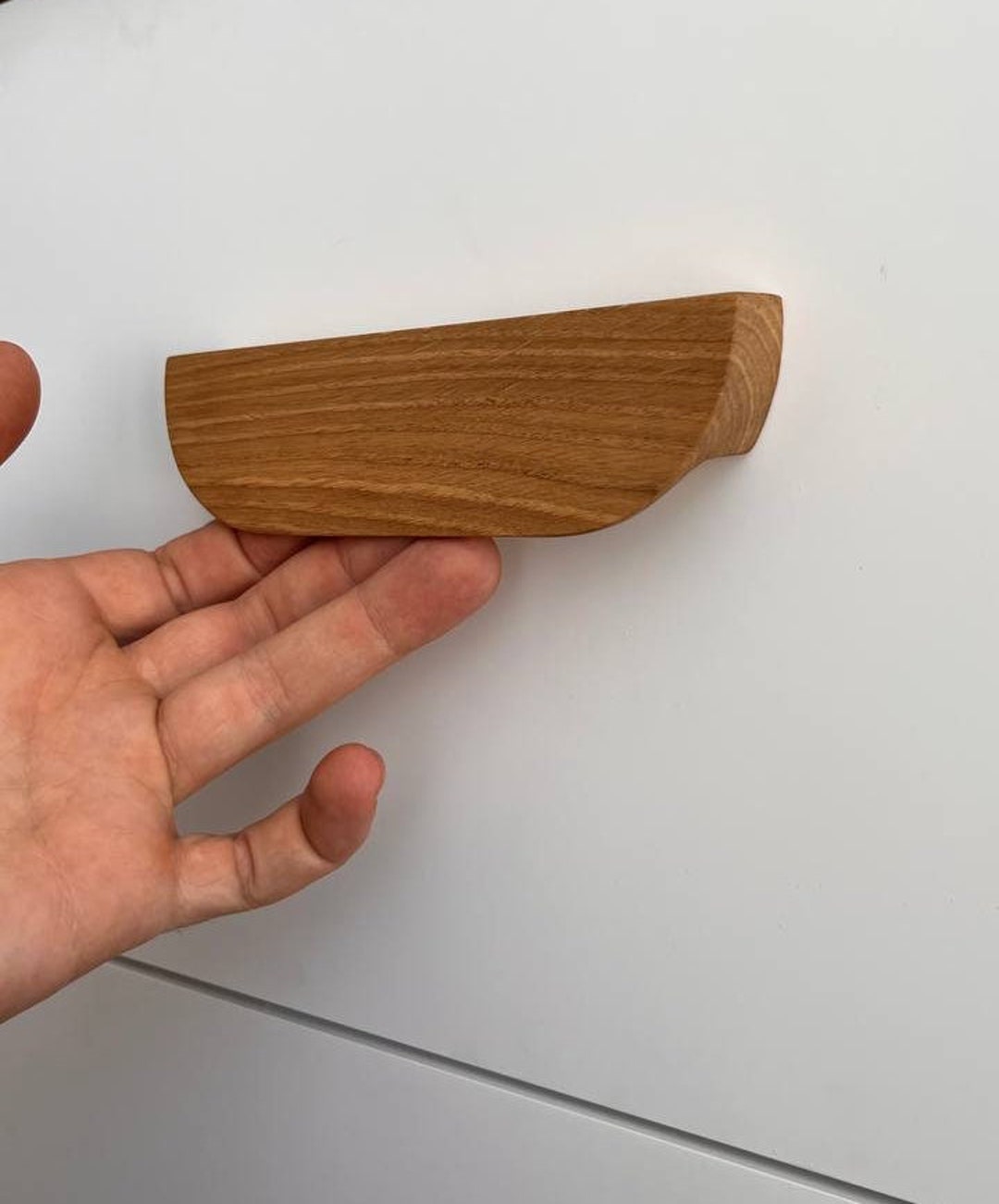 Cabinet Line Wooden Handles, Solid Oak, Minimal Cabinet Pulls, Wood ...