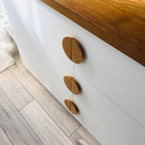 Cabinet Knobs, Half Moon Wood Handle for Your Cabinet, Solid Oak Drawer ...