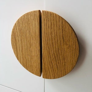 Cabinet Knobs, Half Moon Wood Handle for Your Cabinet, Solid Oak Drawer ...