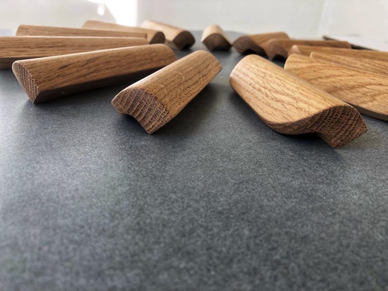 Line Wooden Handles/solid Oak Cabinet Pulls/wood Drawer - Etsy