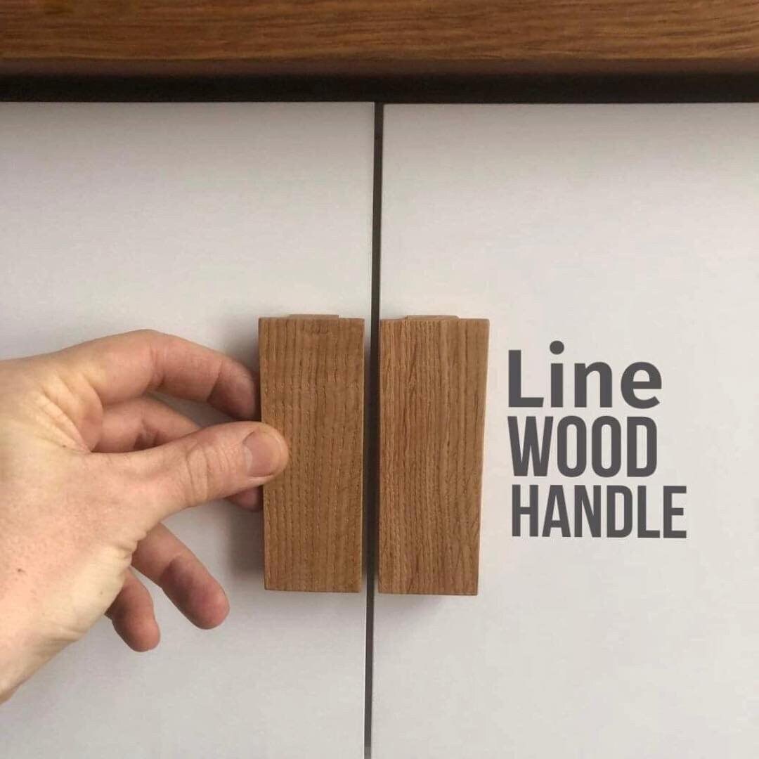 Line Wooden Handles, Solid Oak, Long Minimalist Cabinet Pulls, Wood ...